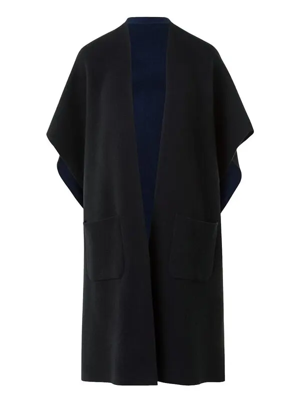 Akris Cashmere Double-face Knit Cape - Blkblu