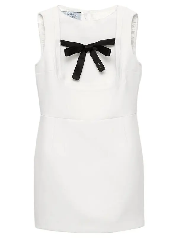 Prada Tela Natte Bow Sleeveless Mini Dress - Bianco