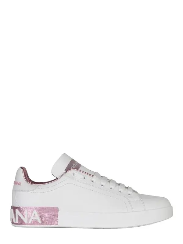 Dolce & Gabbana Portofino Leather Sneakers - White