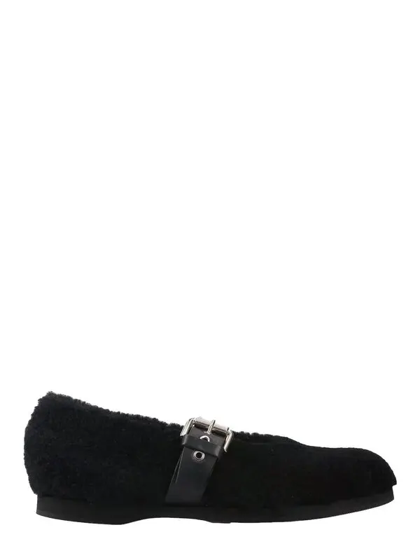 Premiata Buckle-fastening Shearling Ballet Flats - Black
