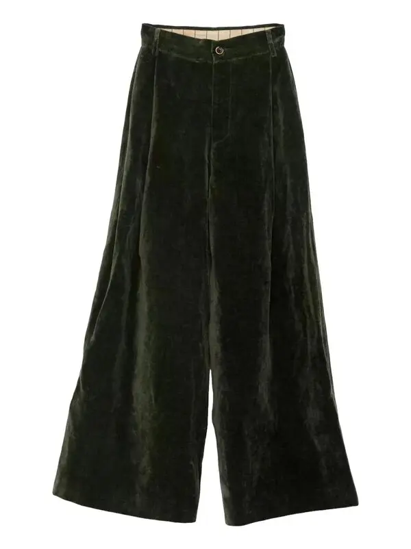 UMA WANG Pleated Velvet Trousers - Green