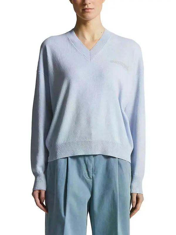 Peserico V-neck Embellished Sweater - Blue
