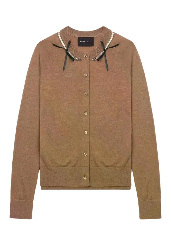 Simone Rocha Pearl-embellished Cardigan - Brown