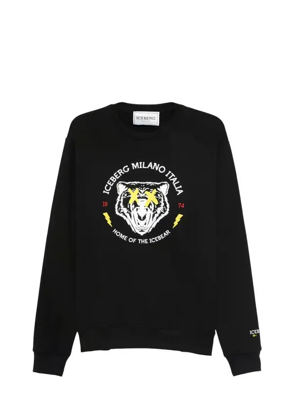 Iceberg Bear Graphic Crew-neck Sweatshirt - Black