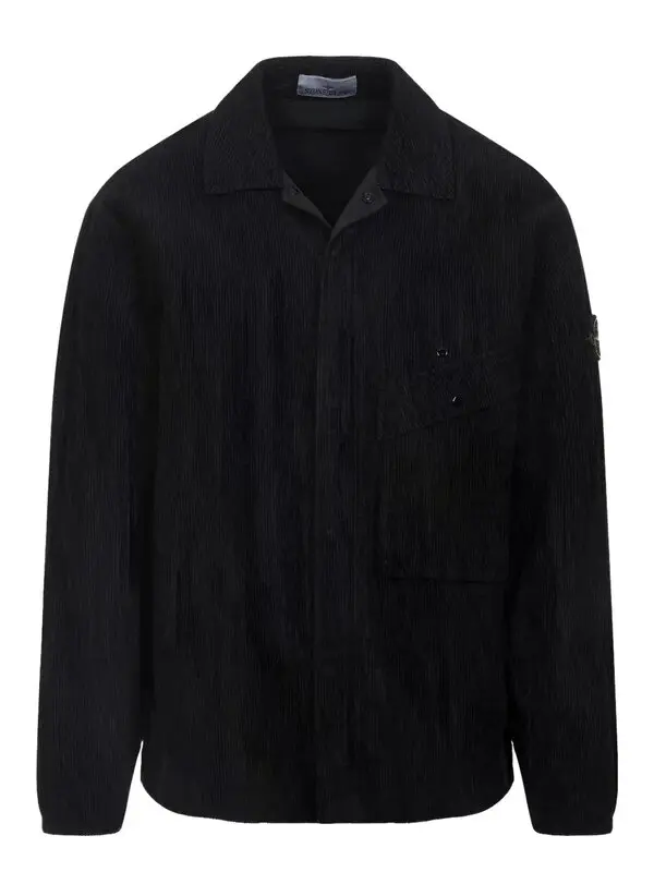 Stone Island Corduroy Patch-pocket Shirt - Black