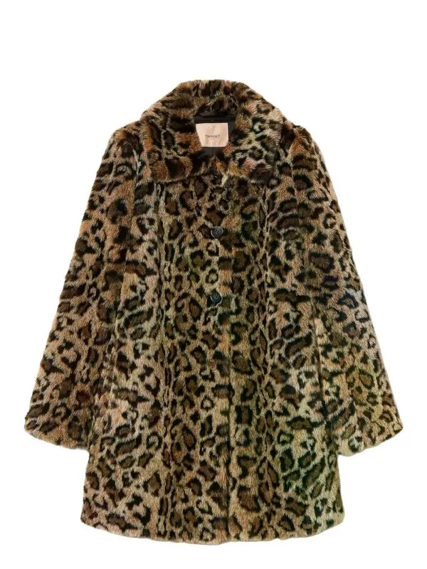 TWINSET Leopard-print Faux-fur Coat - Brown