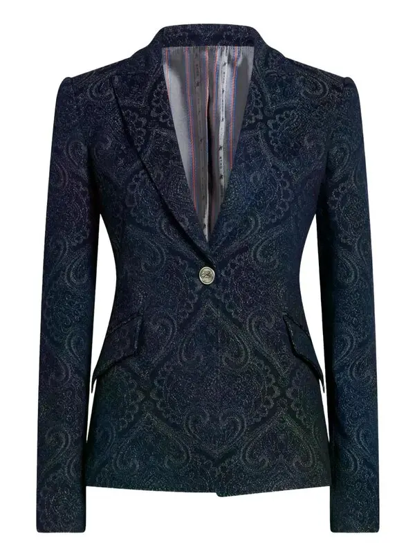 Etro Jacquard Paisley Blazer - Blue