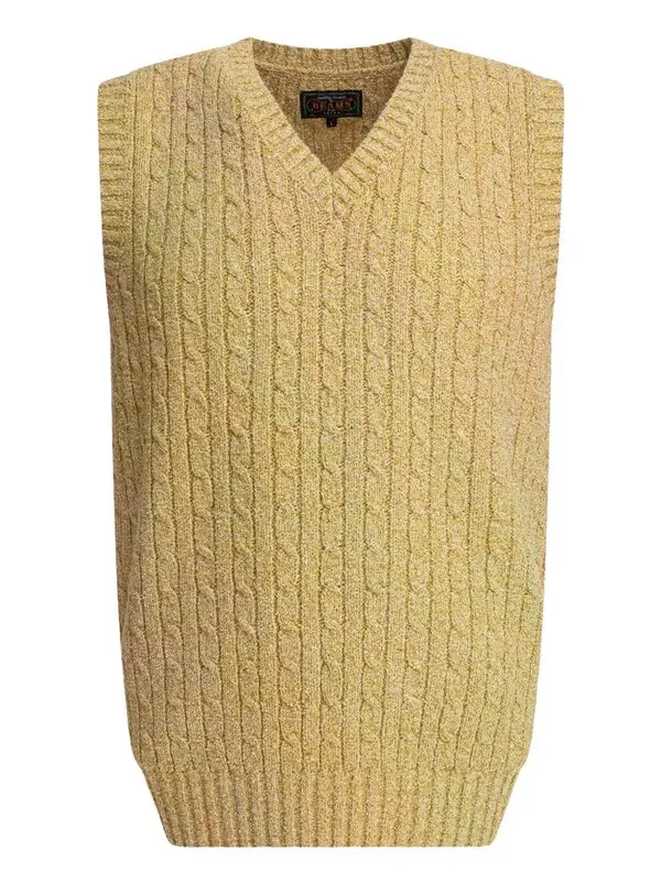 BEAMS Cable-knit V-neck Sweater Vest - Neutrals