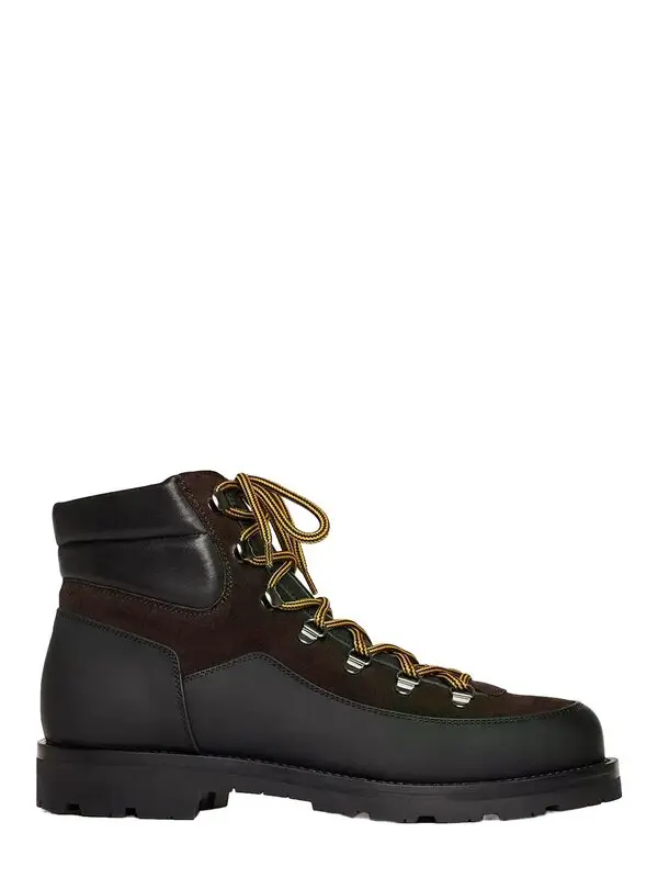 SCAROSSO Leather And Suede Lace-up Boots - Brown