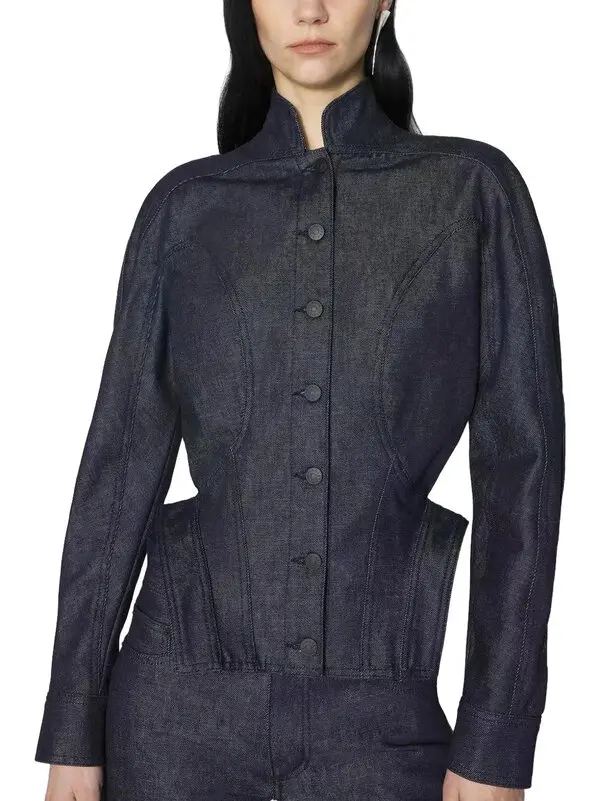 MUGLER Button-fastening Cinched Jacket - Blue