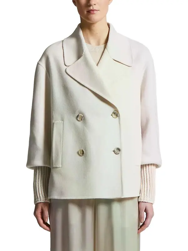 Peserico Double-breasted Coat With Ribbed Cuffs - Neutrals
