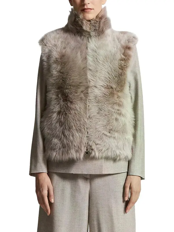 Peserico Ribbed-knit Shearling Jacket - Neutrals