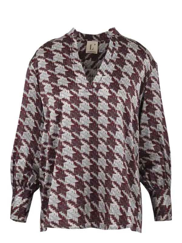 L' AUTRE CHOSE Houndstooth Shirt - F033 Avio/rosso