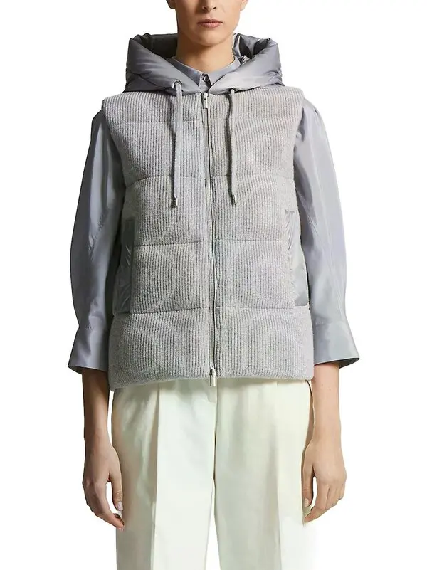 Peserico Hooded Quilted Jacket - Grey