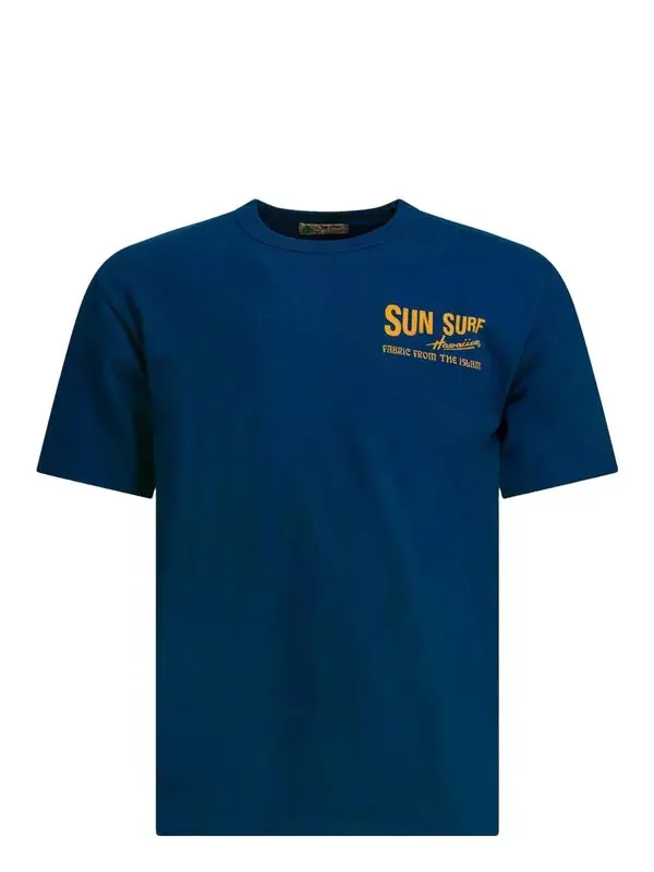 SUN SURF Logo-print Cotton T-shirt - Blue