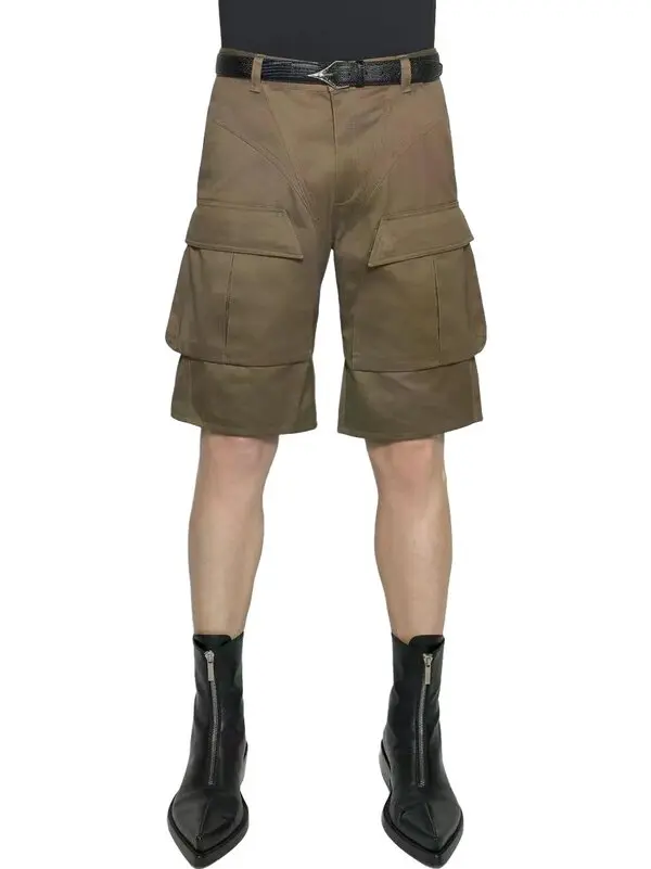 MUGLER Buckle-straps Cargo Shorts - Green