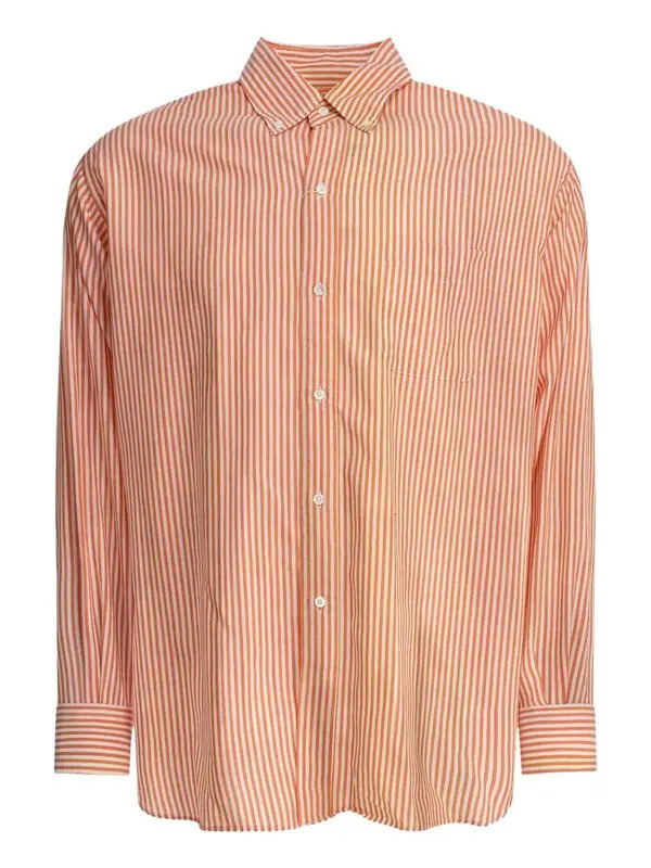 BEAMS Striped Button-down Shirt - Orange
