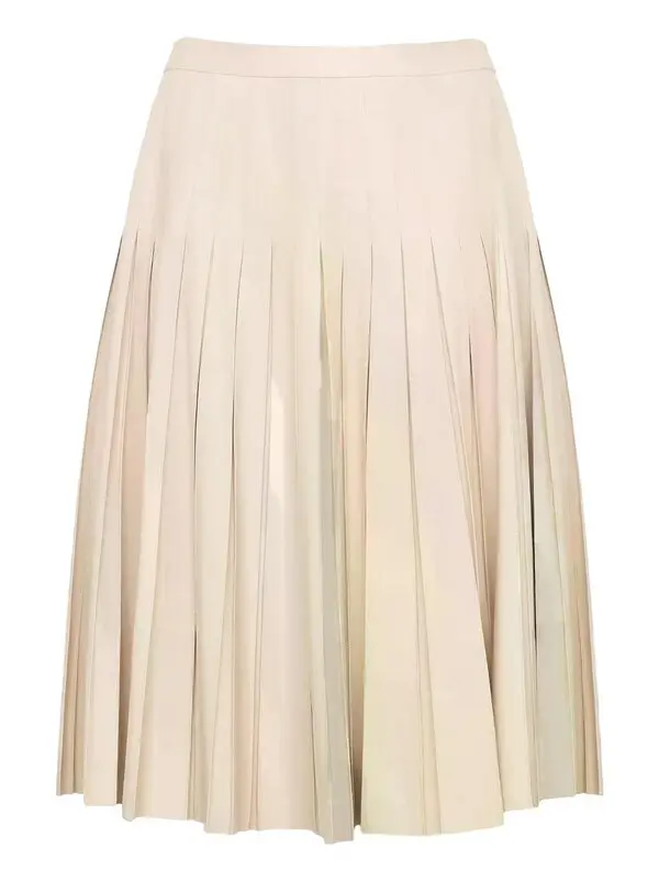 YVES SALOMON Pleated Leather Midi Skirt - Neutrals