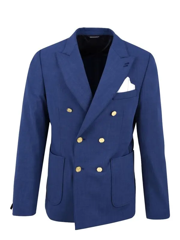 DANIELE ALESSANDRINI Tailored Double Breasted Blazer - Blue