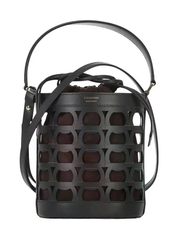 FERRAGAMO Cut-out Bucket Bag - Black
