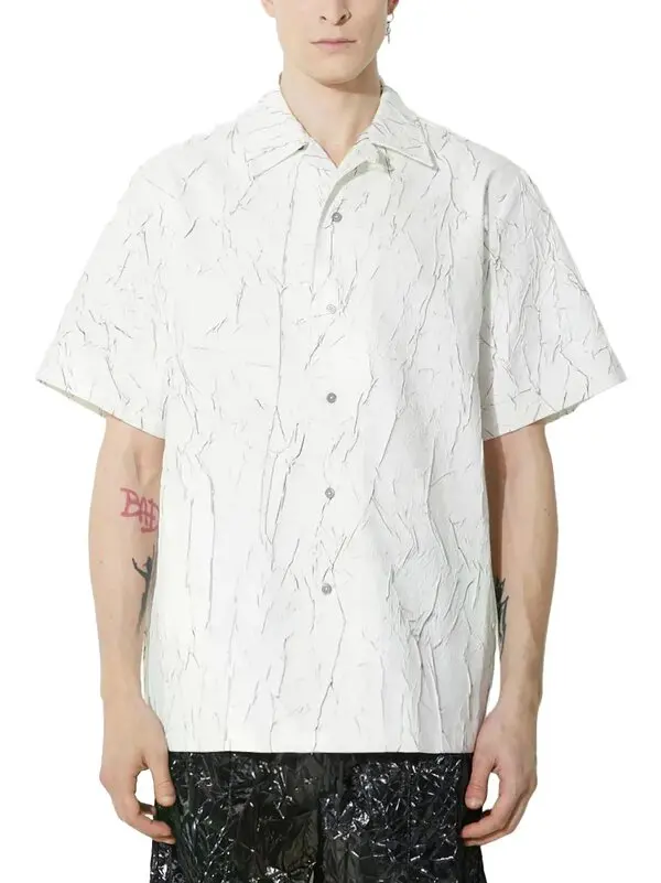 HAN KJØBENHAVN Crackle-print Short-sleeve Shirt - White