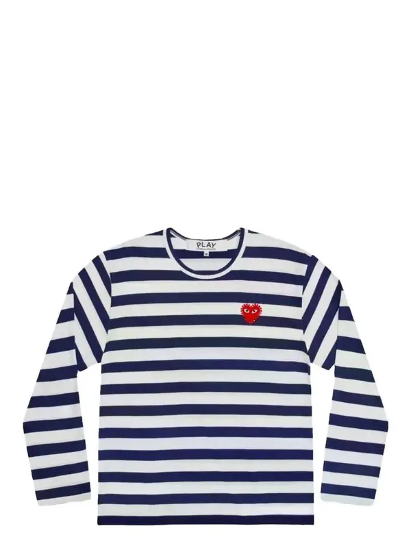 Play Comme Des Garcon Striped-pattern T-shirt - Blue