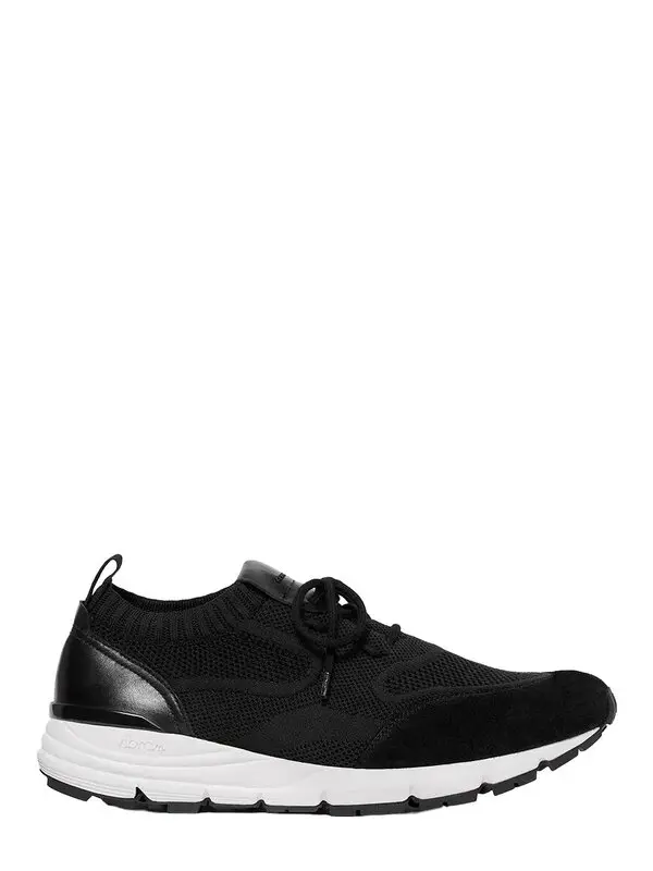 SCAROSSO Knitted Suede Sneakers - Black