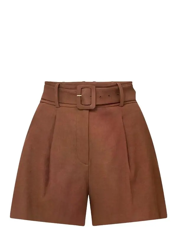 Veronica Beard Belted Pleat-detail Shorts - Brown
