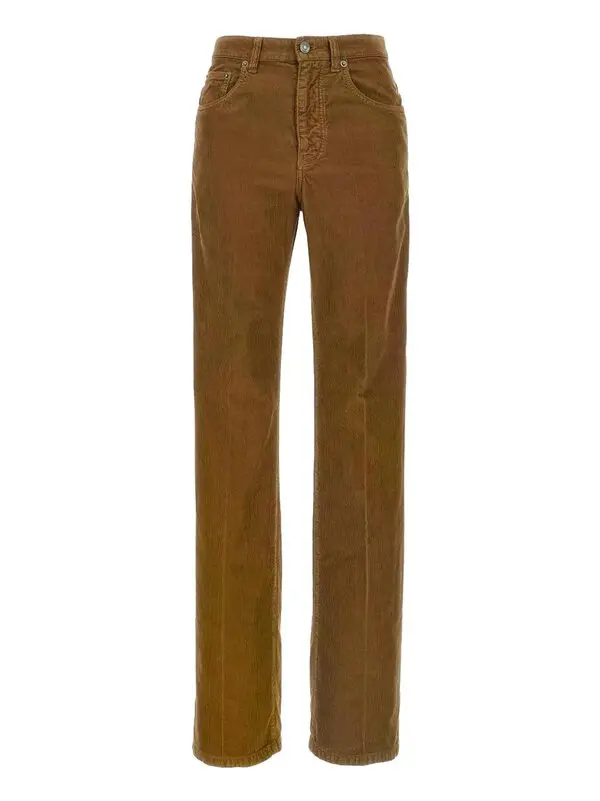 Saint Laurent Pleat-detail Corduroy Trousers - Brown