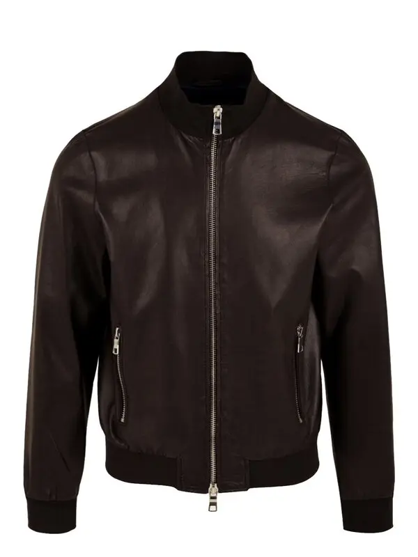 THE JACK LEATHERS Leather Zip-up Jacket - Dark Brown