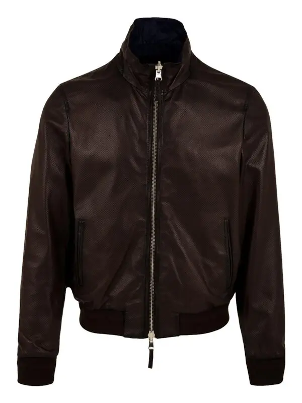 THE JACK LEATHERS Leather Zip-up Jacket - Dark Brown