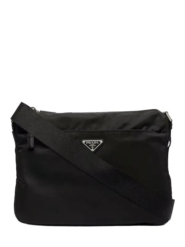 Prada Triangle Logo Shoulder Bag - Black