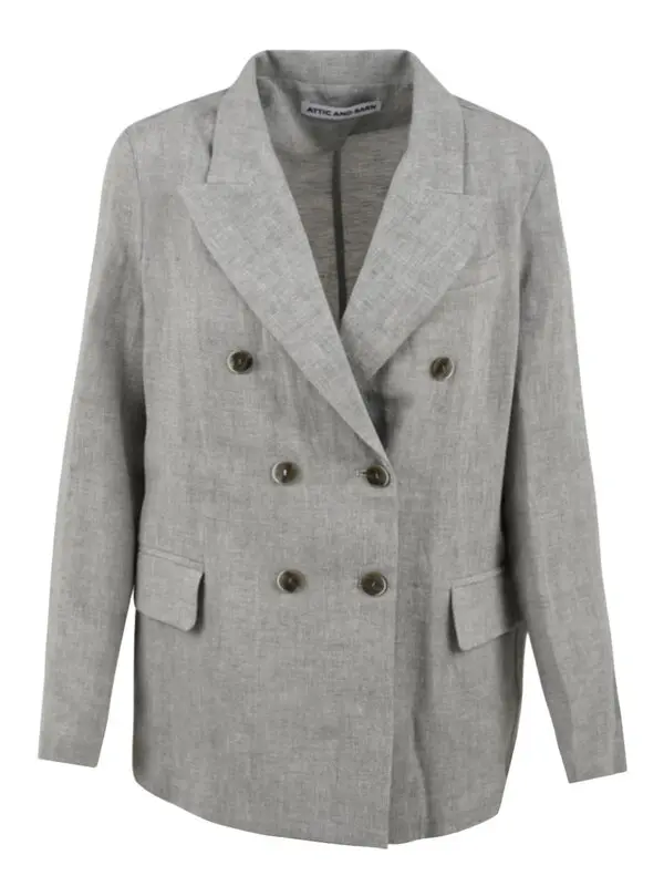ATTIC AND BARN Double Breasted Blazer - Grey