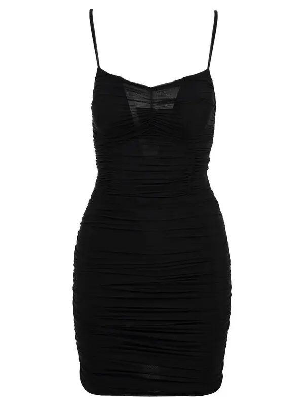 MAR DE MARGARITAS Sleeveless Ruched Dress - Black