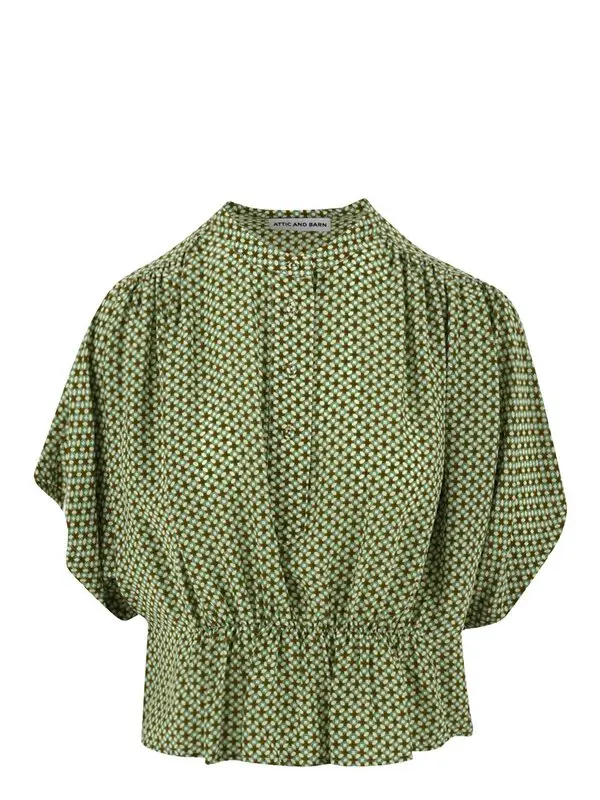 ATTIC AND BARN Printed Blouse - Cachi/menta