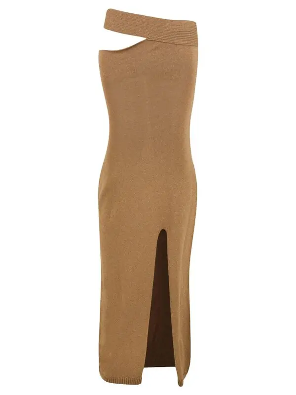 AKEP Sleeveless Cut Out Midi Dress - Sand