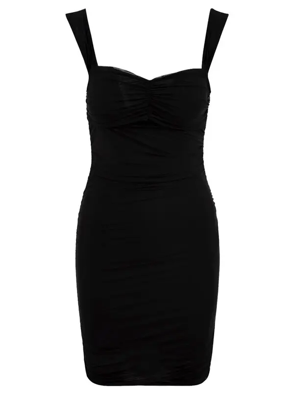 MAR DE MARGARITAS Sleeveless Ruched Dress - Black