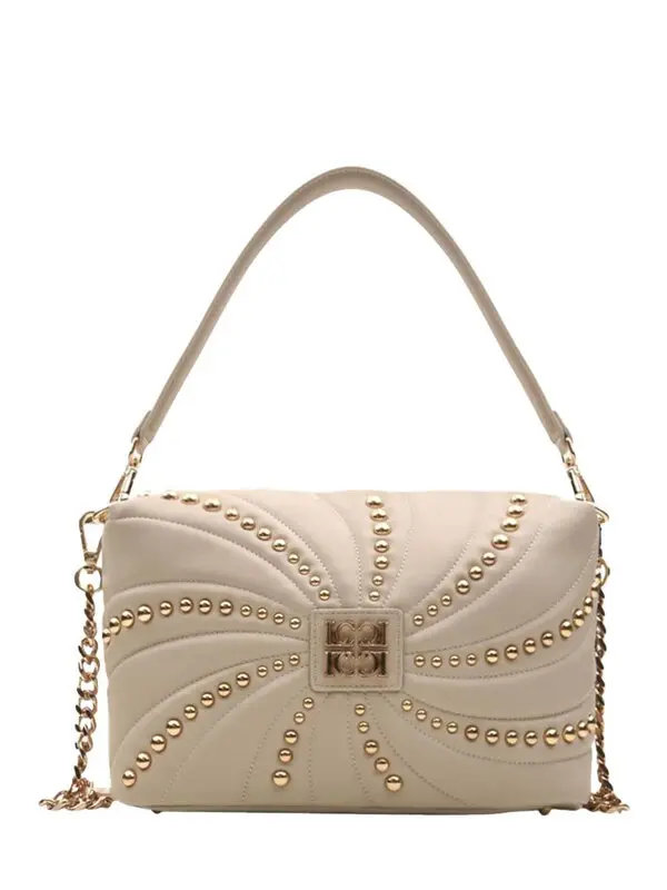 LA CARRIE Studded Shoulder Bag - Beige