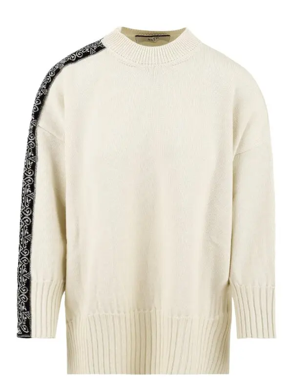 AKEP Long Sleeve Pullover Sweater - Cream