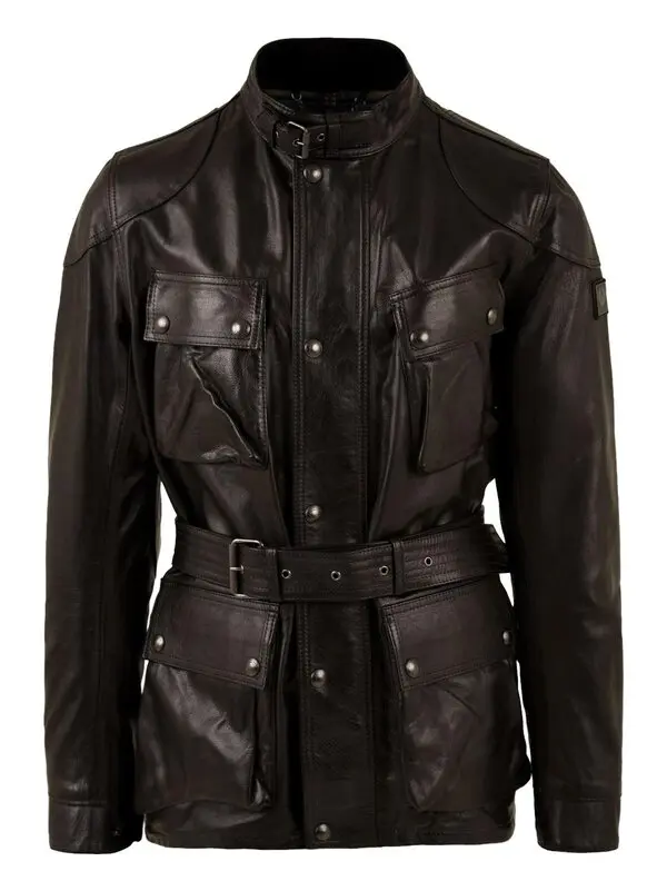 Belstaff Belted Leather Jacket - Black