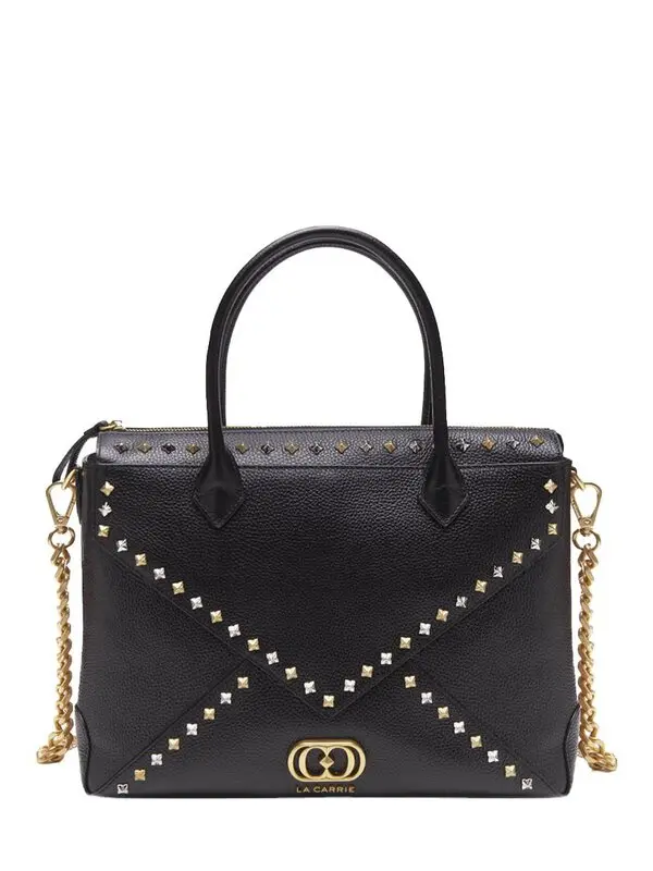 LA CARRIE Top Handle Bag With Chain Strap - Black