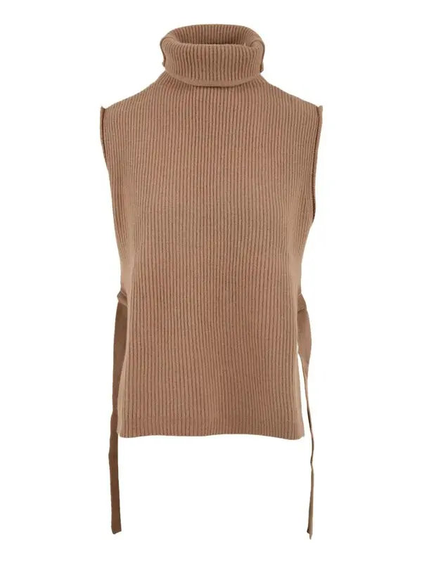 Aspesi Sleeveless Turtleneck Sweater - 01088 Cammello