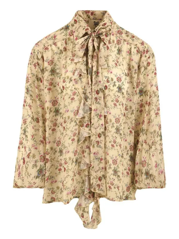 ANIYE BY Floral Shirt With Tie Detail - Cream Garden