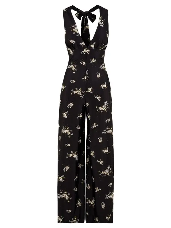 ANIYE BY Floral Print Sleeveless Jumpsuit - Poppy Black