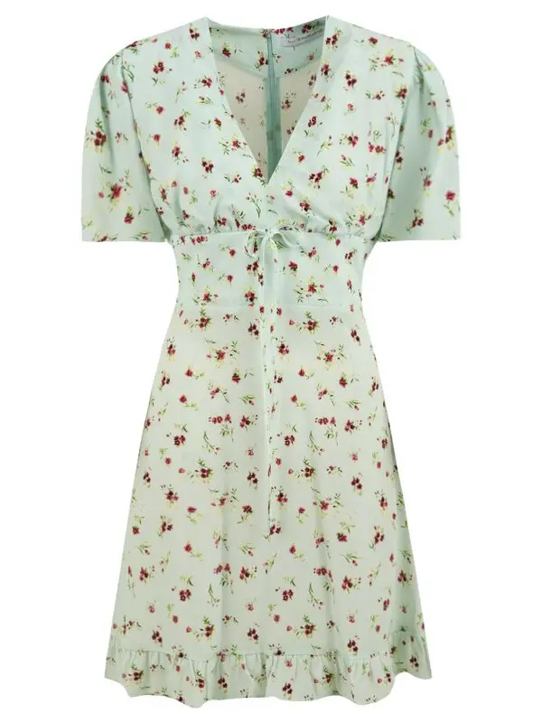 MAR DE MARGARITAS Floral Print V-neck Dress - Saint Tropez Vert