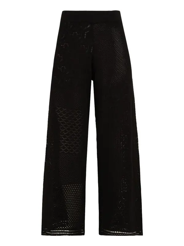 AKEP Patchwork Crochet Palazzo Trousers - Black