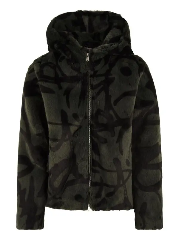 BOMBOOGIE Hooded Zip Up Coat - 327p Scarab Green