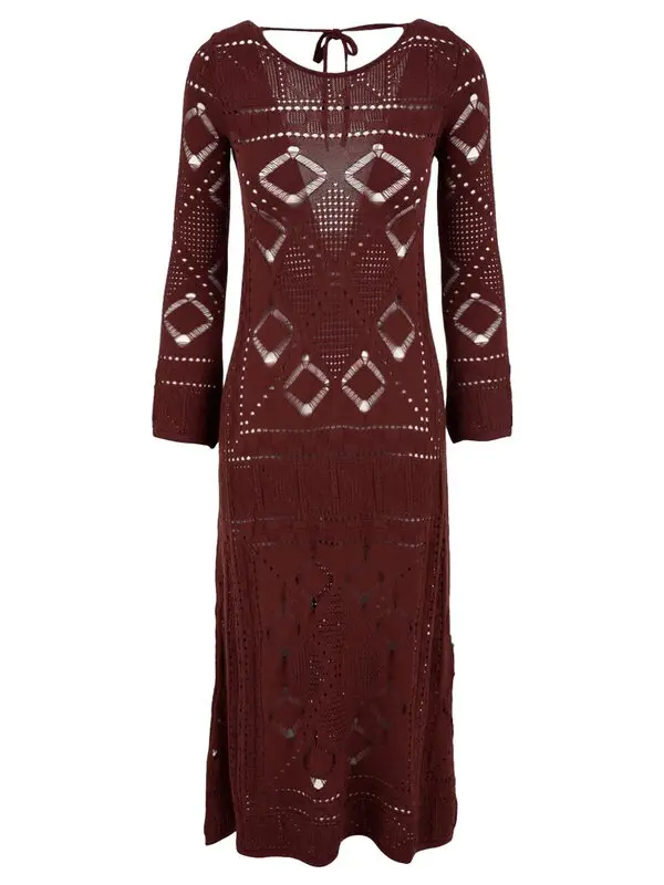 AKEP Long Sleeve Midi Dress - Terracotta