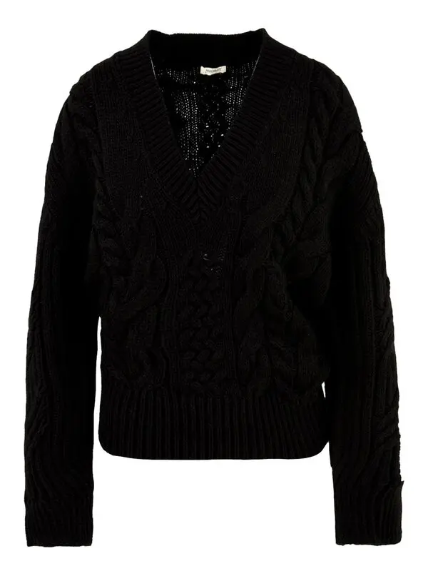 HINNOMINATE V-neck Pullover Sweater - Black