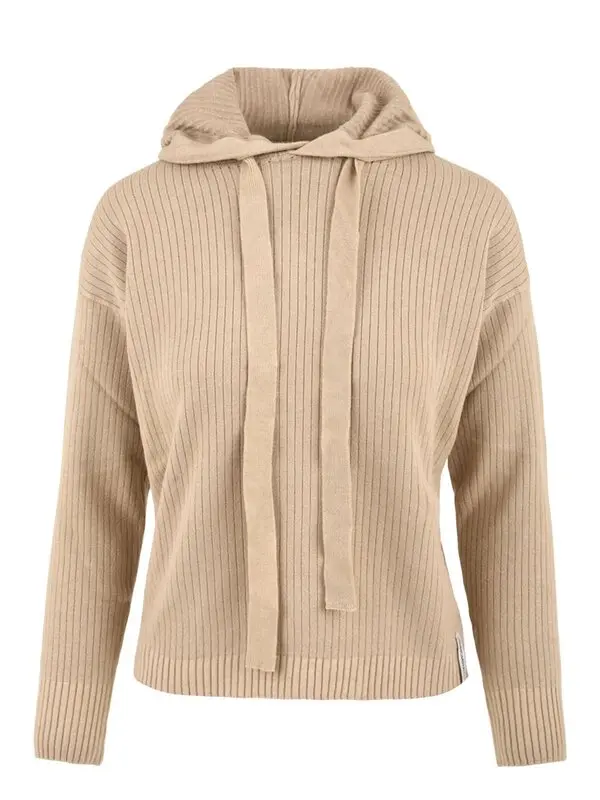 HINNOMINATE Ribbed Knit Hoodie - Brown